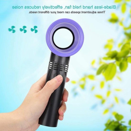 Mini USB Bladeless Fan Oplaadbare Handheld Fan Drie snelheden ...