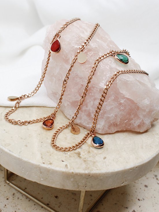 Brillenkoord - Rose gouden brillenketting Ella - RVS rose-goud plated ...