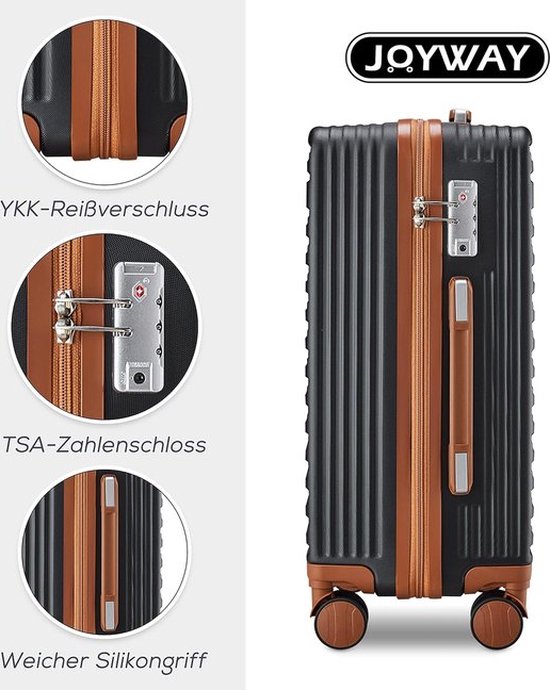 PolkaHome Premium Koffer met harde schaal, 3 stuks, handbagage, reiskoffer,... | bol