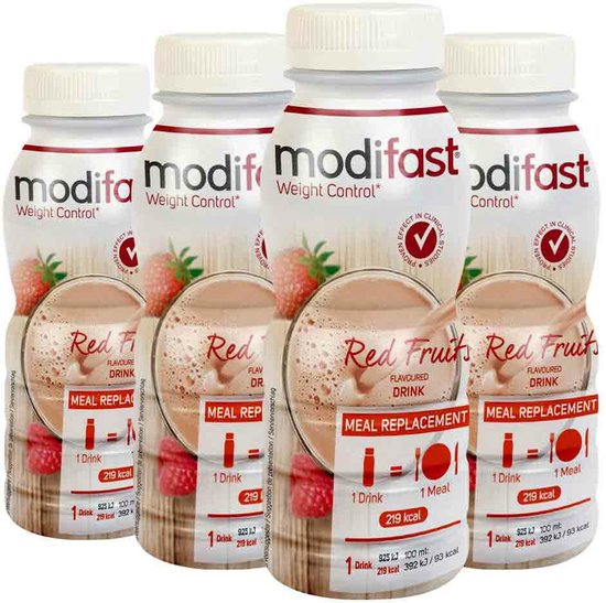 Modifast Drink Rood Fruit - 4 x 236 ml - Voordeelverpakking | bol