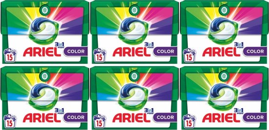 Ariel Color All-in-1 Pods Kleur Wasmiddel - Kwartaalbox 6 x 15 ...