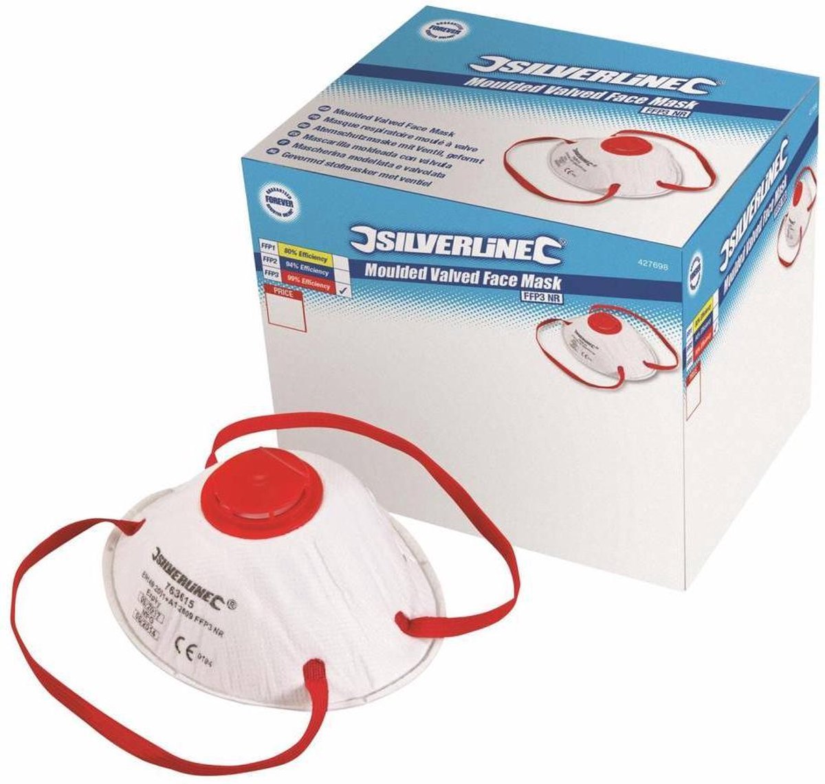 Silverline Gevormd FFP3 Stofmasker met Ventiel - Enkel Gebruik - 10 ...