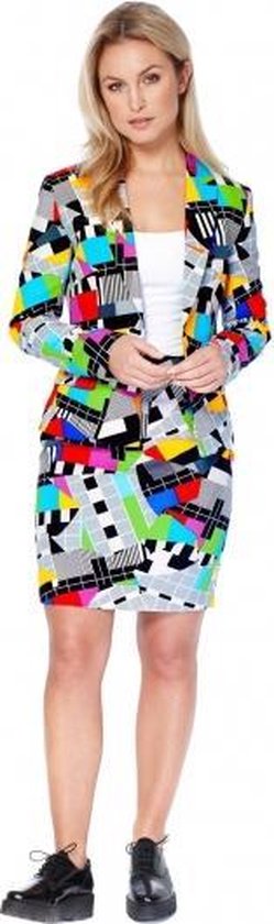 Dames mantelpakje met testbeeld print 36 (s) - verkleedkleding | bol.com