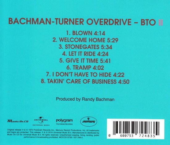 Bto II, Bachman-Turner Overdrive | Muziek | bol