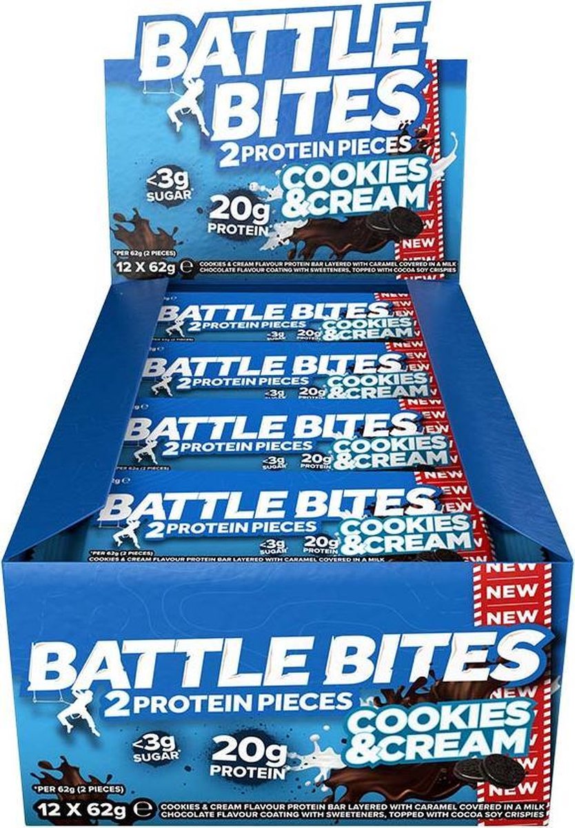 Battle Bites - 20g proteine bites 12x 62g - Cookies & Cream | bol.com