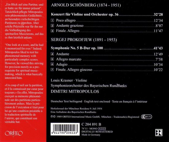 Louis Krasner, Symphonieorchester Des Bayerischen Rundfunks, Dimitri ...