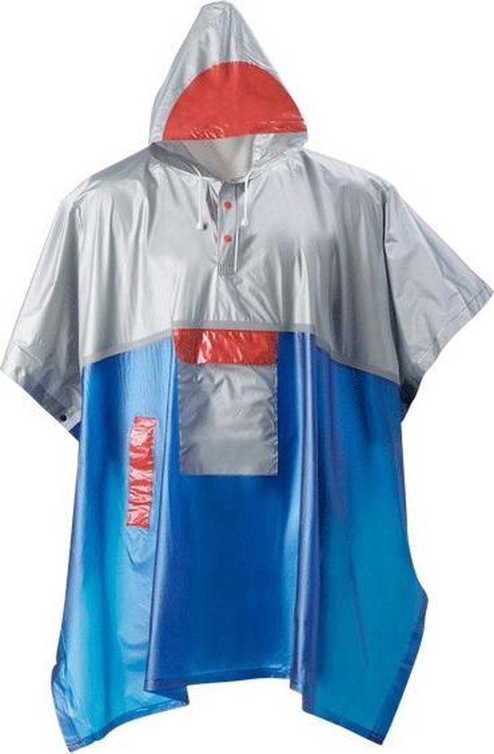 Luxe Regenponcho - Polyester Poncho - One size fits all - Blauw/Zilver ...