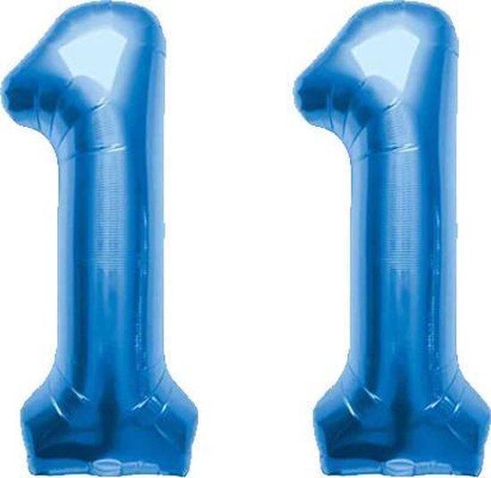 Folieballon Cijfer 11 Blauw 86 cm | bol