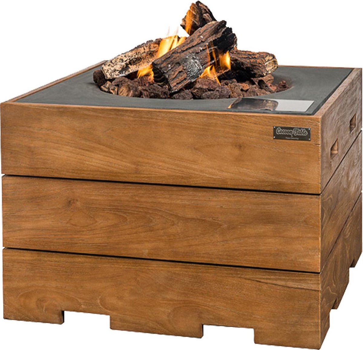 Table à feu carrée en teck Happy Cocooning (anthracite) | bol.com
