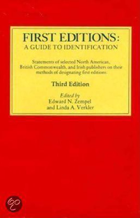First Editions, a Guide to Identification | 9780930358136 | Boeken ...