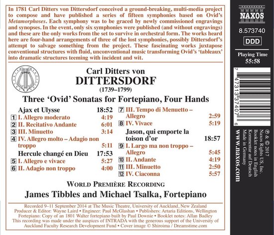 Michael Tsalka James Tibbles - Three 'Ovid' Sonatas For Fortepiano ...