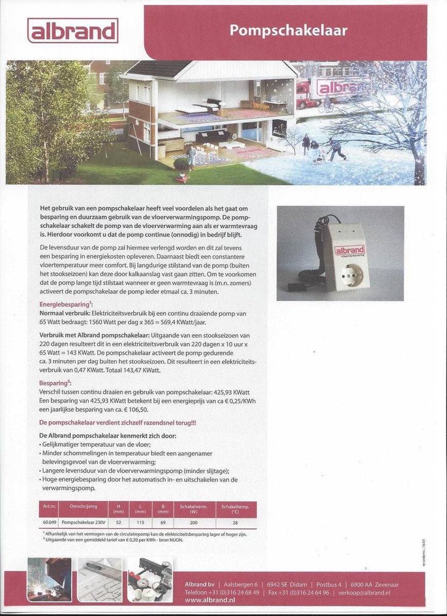 Albrand Pompschakelaar vloerverwarming eco | bol.com