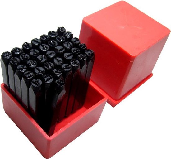 Slagletters en cijfers set - 36-delig 5mm letterhoogte in opbergbox | bol