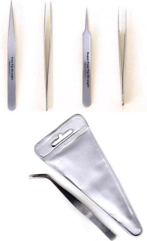 Pincetten Set - 3 Stuks - 2 Recht en 1x Gebogen | bol.com