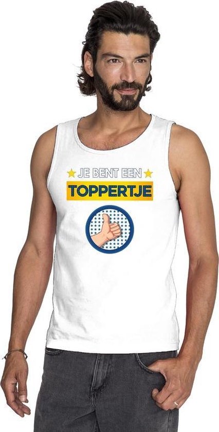 Toppers Wit mouwloos feest shirt/ tanktop - Je bent een toppertje met ...