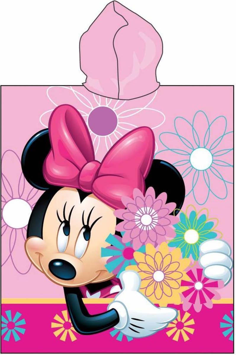 Disney Minnie Mouse Flowers - Poncho - 50 x 115 cm - Roze | bol.com