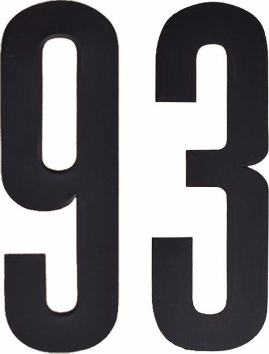 Cijfer sticker 93 zwart 10 cm | bol