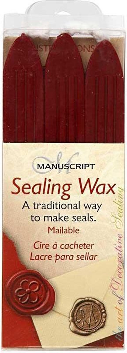 Zegel was, l: 10 cm, rood, 3 stuks | bol