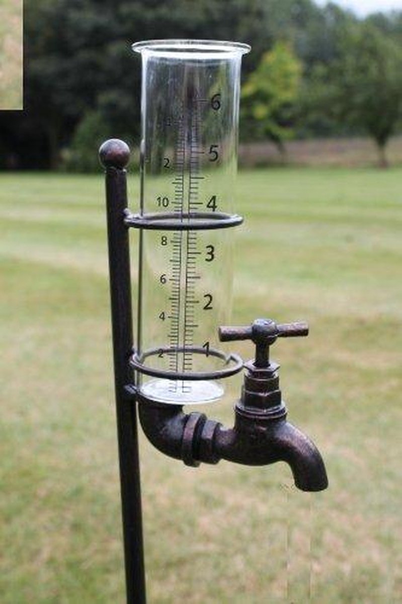 Regenmeter met decoratieve kraanhouder en regenvanger | bol.com