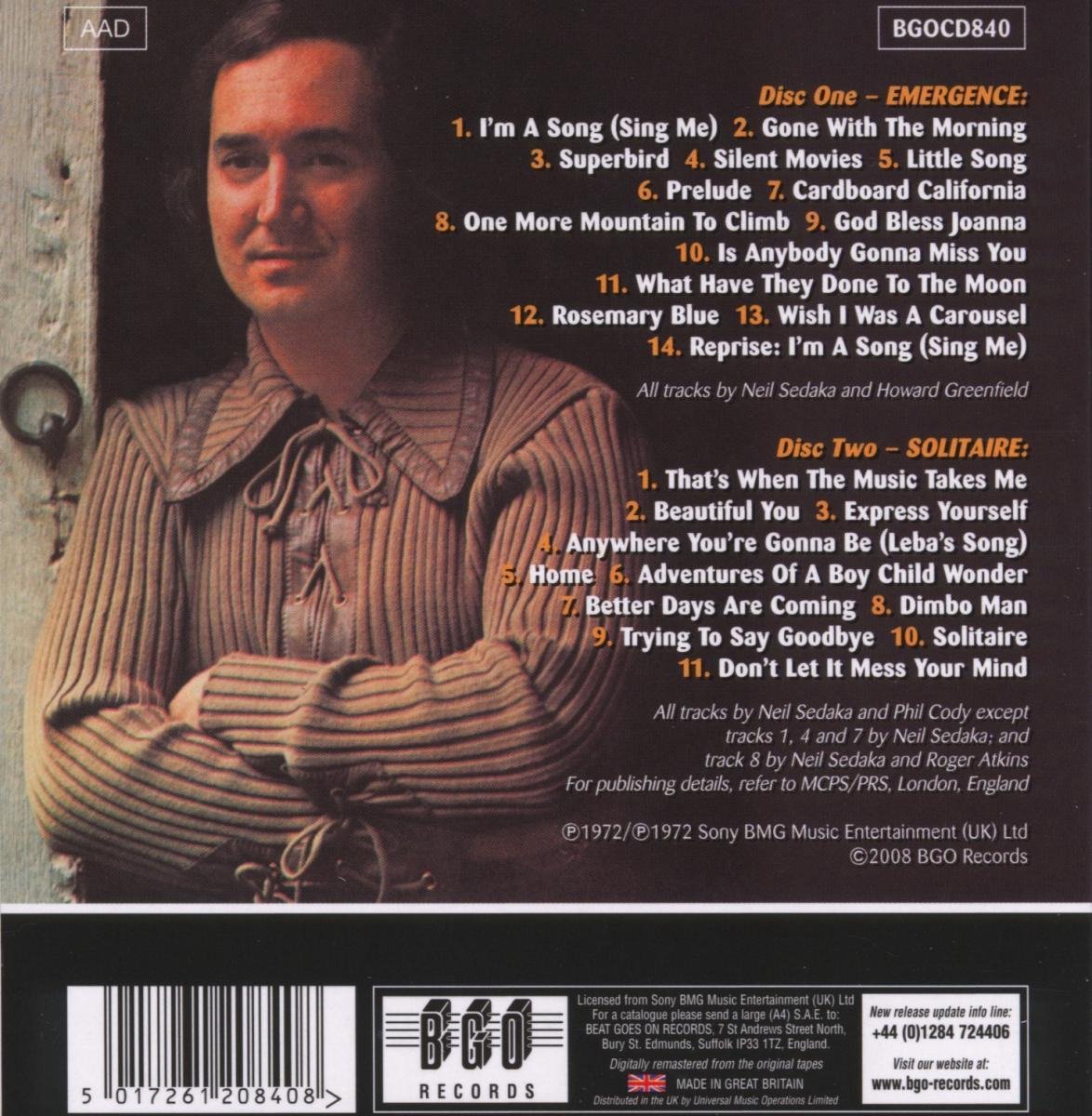 Emergence/Solitaire, Neil Sedaka | CD (album) | Muziek | bol.com