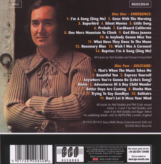 Emergence/Solitaire, Neil Sedaka | CD (album) | Muziek | bol.com