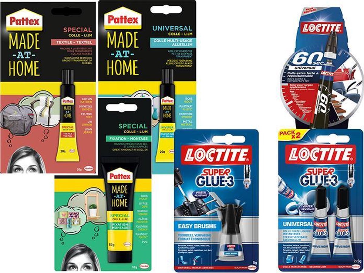Pattex & Loctite Super Glue Package - 8 pièces - 6 types polyvalents de ...