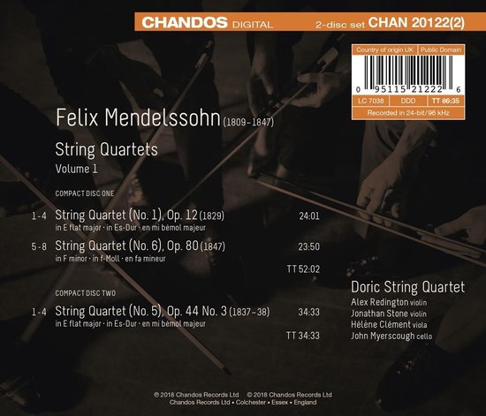 Mendelssohn: String Quartets, Doric String Quartet | CD (album) | Muziek | bol.com