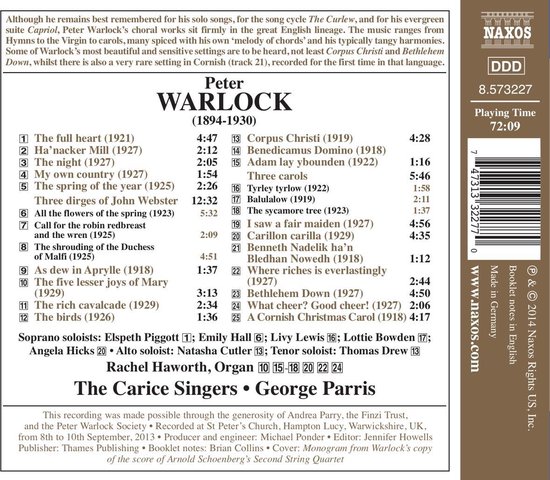 The Carice Singers, Rachel Haworth & George Parris - Choral Music : The ...