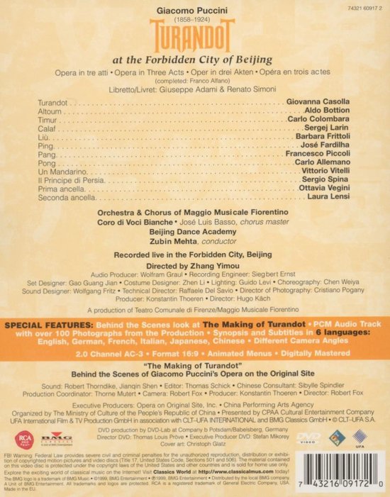 Turandot at the Forbidden City of Bejing (Dvd) | Dvd's | bol.com