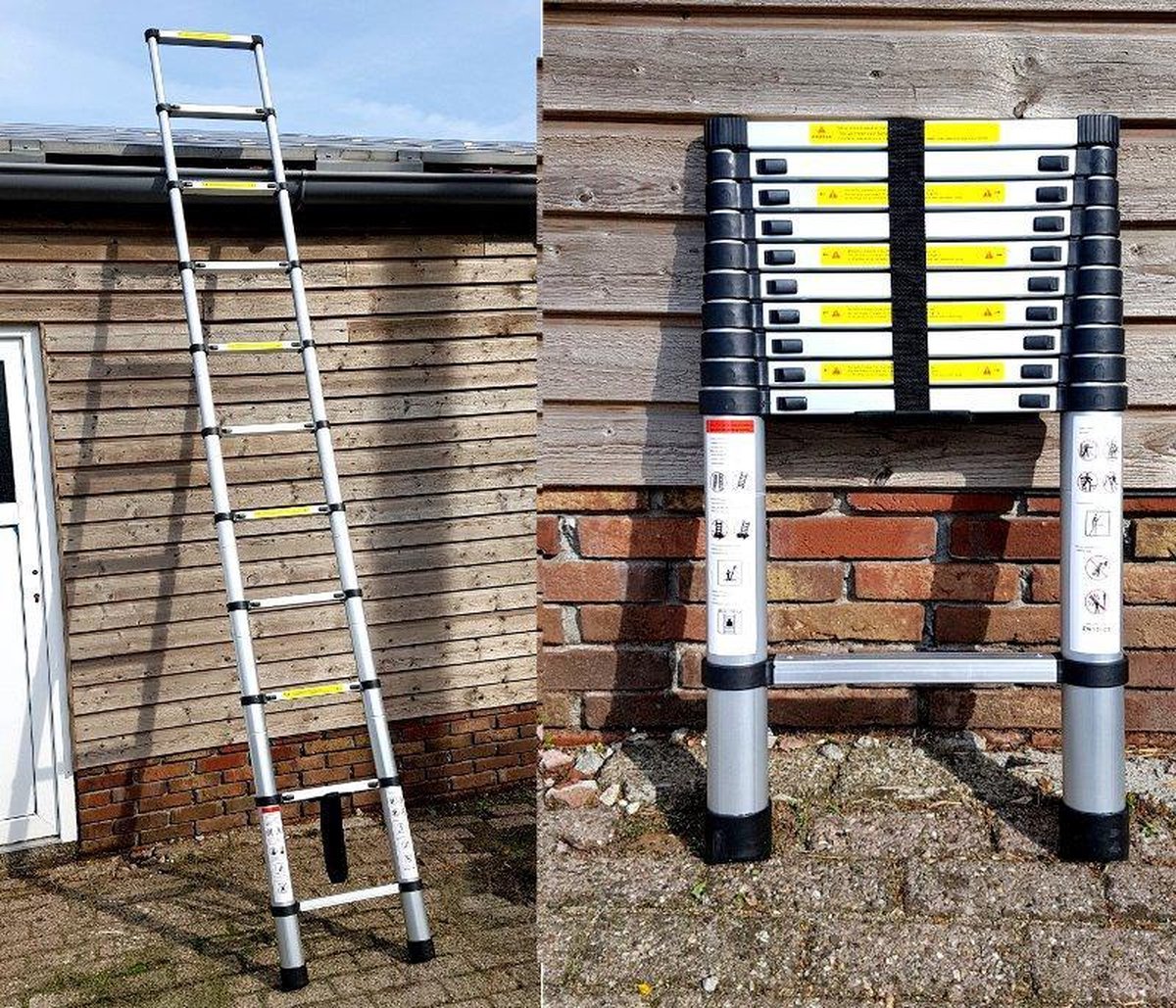 Telescopische ladder 11 treeds - Uitschuifbaar - Werkhoogte 3.20m | bol.com