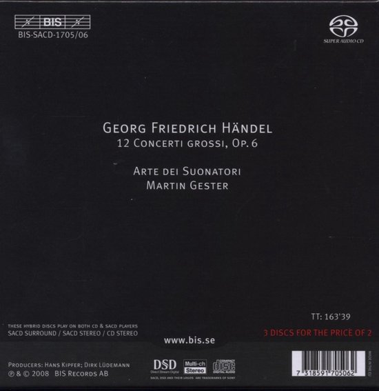 Arte Dei Suonatori, Martin Gester - Händel: Twelve Grand Concerto's (3 ...
