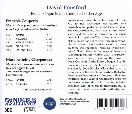 David Ponsford - French Organ Music : Volume 2 (CD), David Ponsford ...