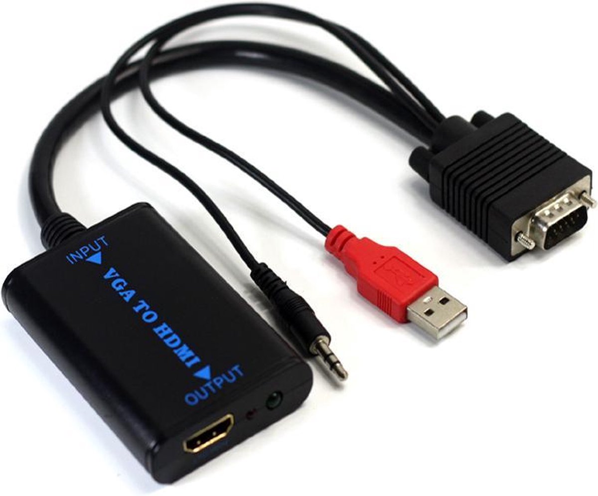 Full HD VGA Naar HDMI Adapter Converter Met USB & Aux Audio Kabel ...