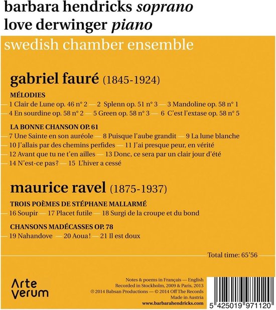 Faure & Ravel, Melodies, Barbara Hendricks | CD (album) | Muziek | bol.com