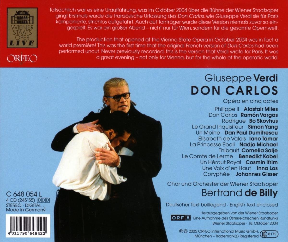 Don Carlos, Chor And Orchester der Wiener Staatsoper | CD (album ...