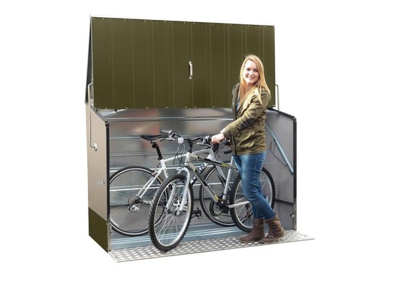 Trimetals metalen fietsenberging Olive&Moorland groen met opklaprand | bol