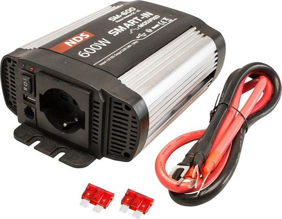 NDS SM600 gemodificeerde sinus Omvormer 600 Watt - 12V naar 230V | bol