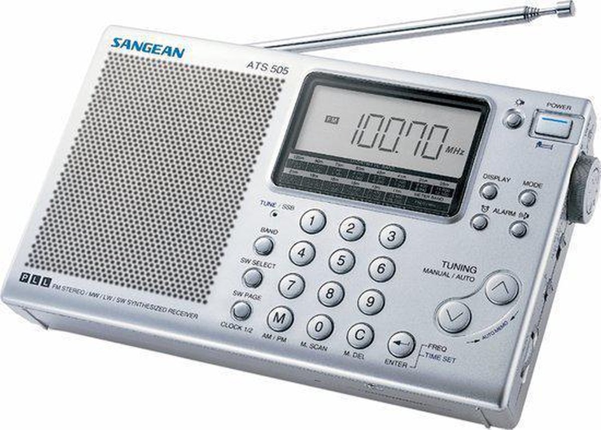 Sangean ATS-505 - Wereldontvanger Pakket (adapter + korte golf antenne ...