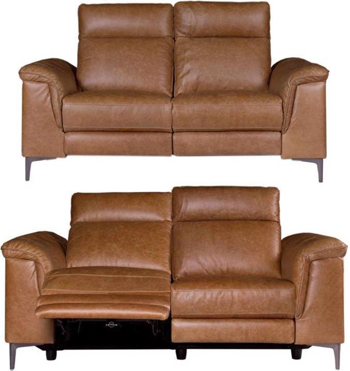 3-zits + 2-zits bank Magnolia | leer cognac | 202 cm en 168 cm breed ...