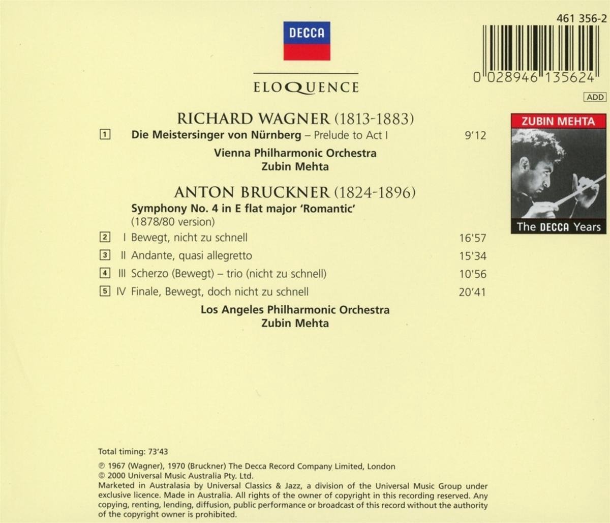 Bruckner: Symphony No. 4 Romantic / Wagner: Meistersingers, Wagner ...