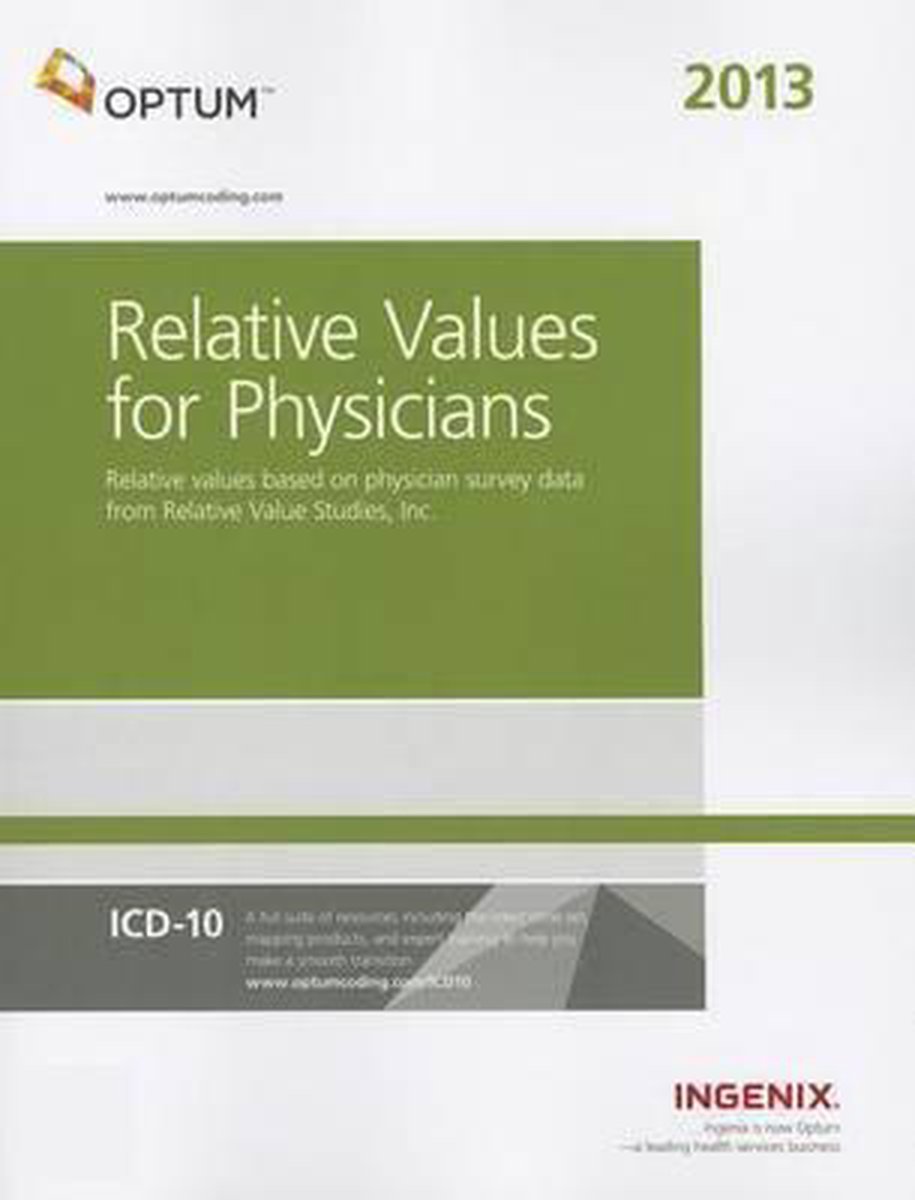 Relative Values for Physicians 2013, Ingenix/Optum | 9781601516602 ...