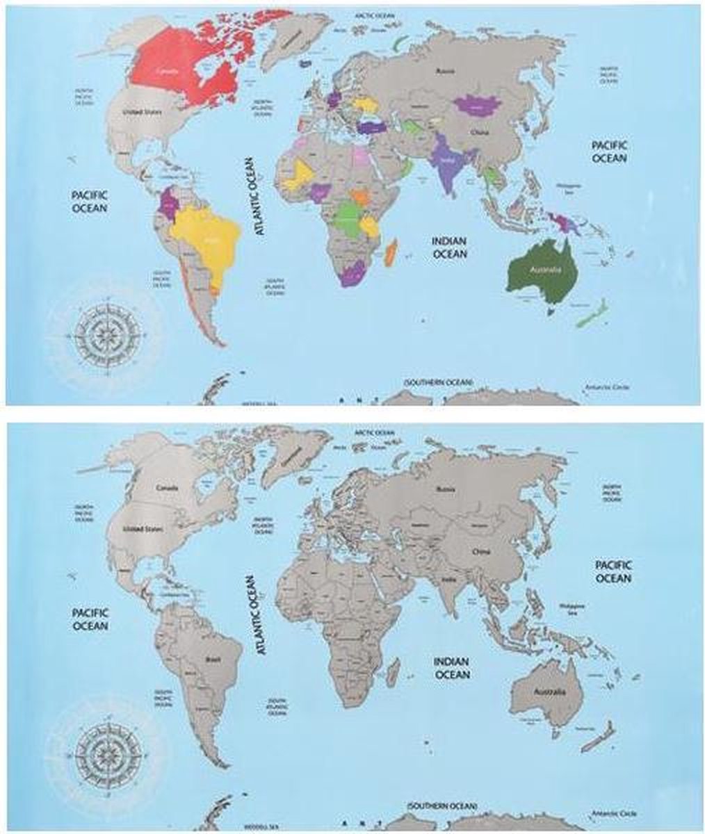 Kraskaart wereld | Wereldkaart | Scratch Map | Kraskaarten | kras kaart ...