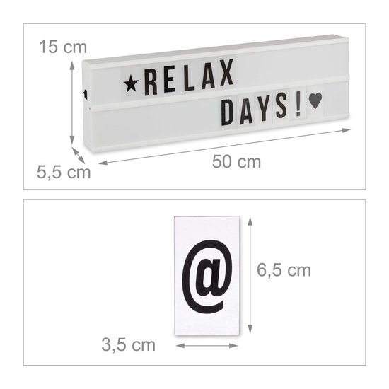relaxdays 2 x light box - letters en getallen - led lichtbak - lightbox ...