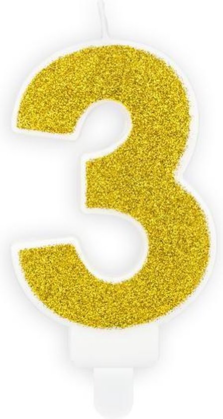 Verjaardagskaars Cijfer 3 Goud 7cm | bol.com