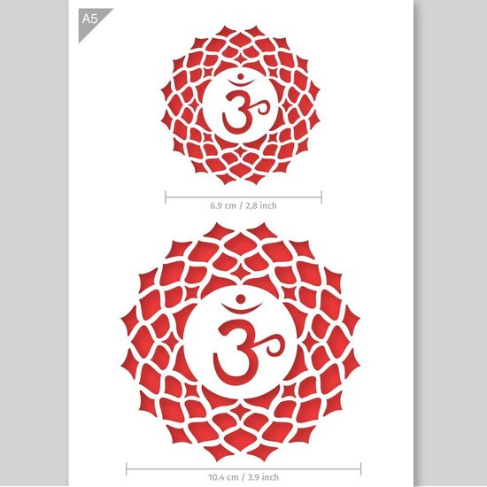 QBIX Ohm Chakra sjabloon - Sahasrara Sjabloon A5 Formaat Kunststof ...