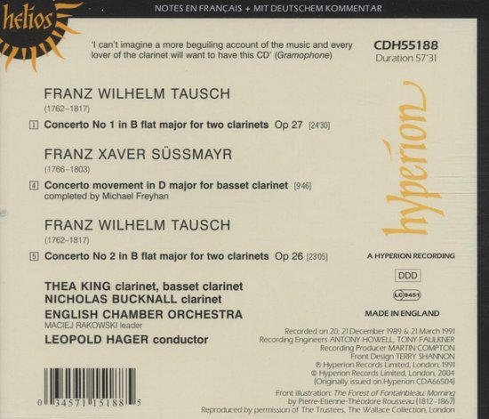 Clarinet Concertos, Nicholas Bucknall Clarin Thea King | CD (album ...