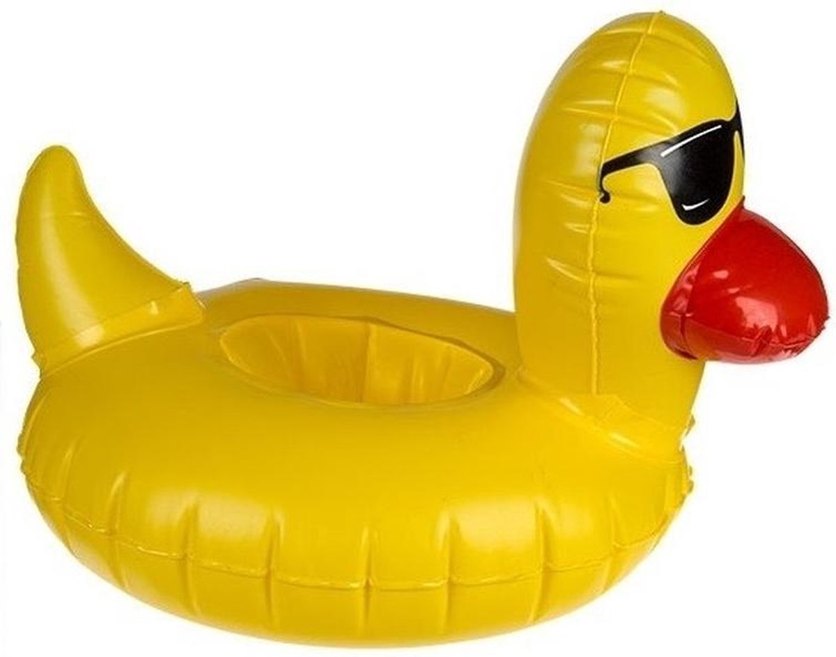 Opblaasbare eend drankhouder 14 cm - Opblaasbare eend blikjeshouder 14 ...