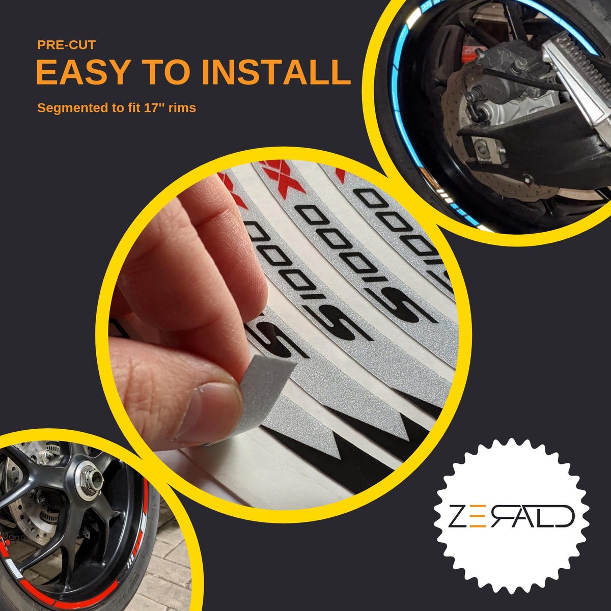Zerald - Motor wiel / velg Sticker - Reflecterende stickers voor ...