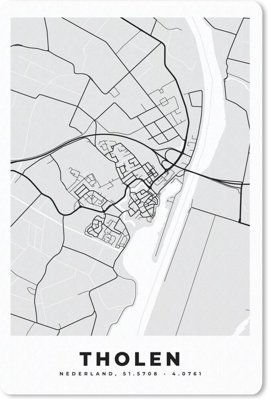Stadskaart - Tholen - Grijs - Wit - Plattegrond | bol.com