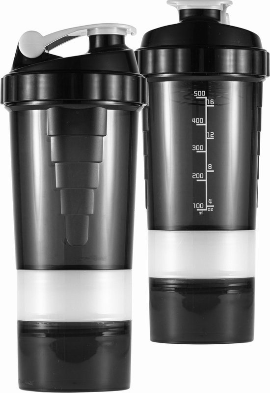 Pulver | Luxe Shake beker wit | 2 compartimenten | 0,75L | Sportschool ...